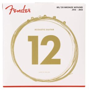 fender 80/20 bronze acousitc guitar strings, ball end, 70l .012-.052