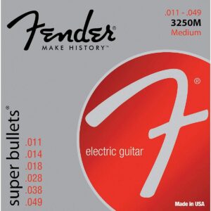 fender super 3250 bullet electric guitar strings, nickel plated steel, bullet end, 3250m .011-.049