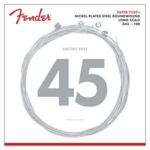 fender 7250 bass strings, nickel plated steel roundwound, long scale, 7250ml .045-.100