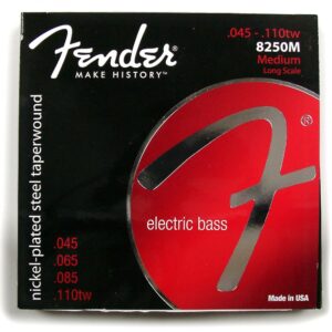 fender 8250 bass strings, nickel plated steel taperwound, long scale, 8250m .045-.110