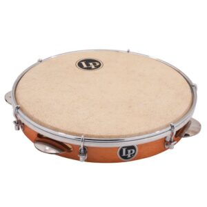 latin percussion lp rio 10 inch tunable wood pandeiro with natural head lp3010n,white