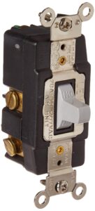 leviton 1257-gy 20 amp, 120/277 volt, toggle, double throw, center off, momentary contact, single-pole ac quiet switch, industrial grade, grounding, gray