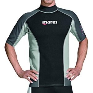 mares shorts sleeve trilastic rash guard, black grey, large