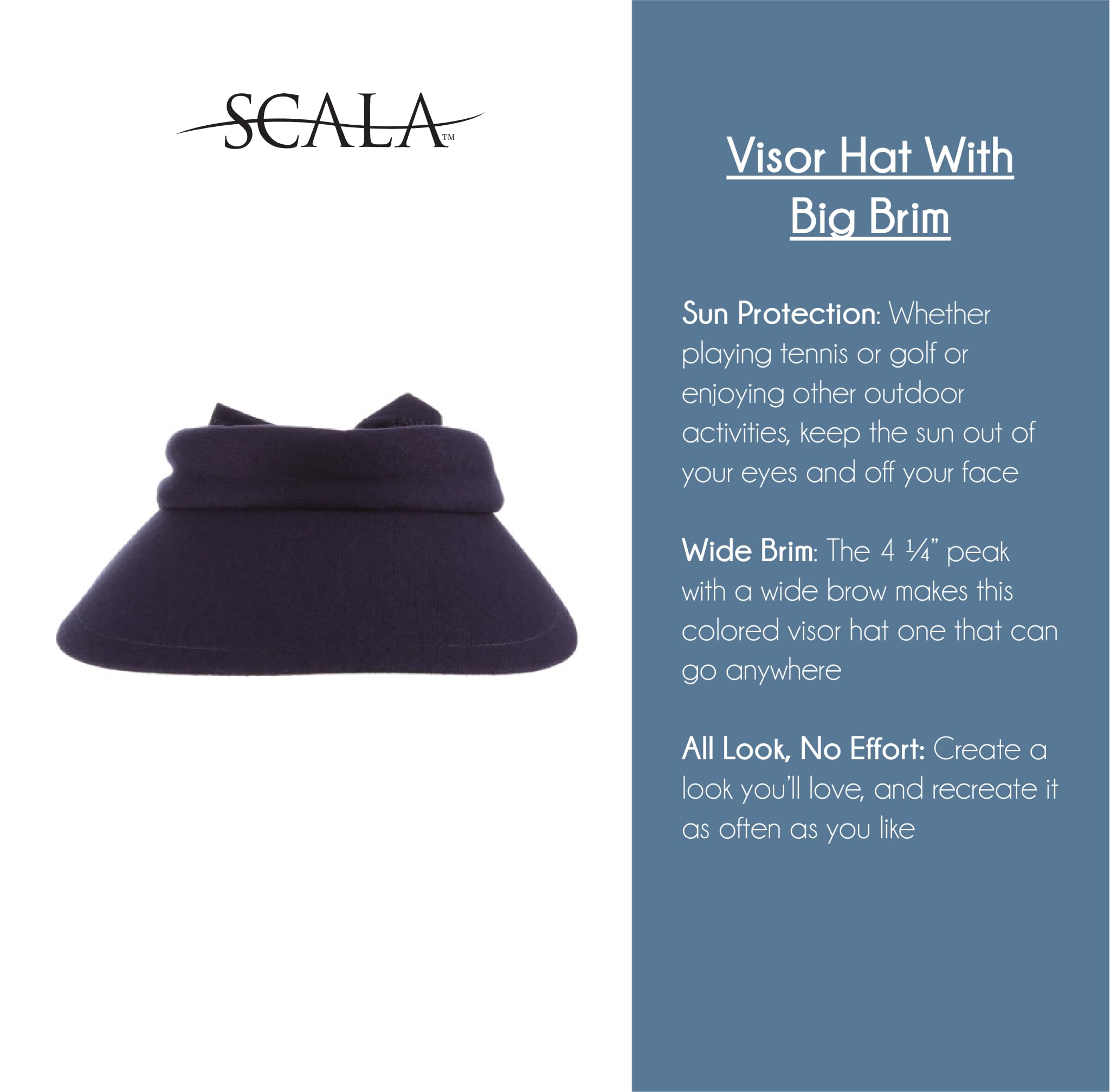 Scala Women's Deluxe Big Brim Cotton Visor with Bow, Natural, One Size