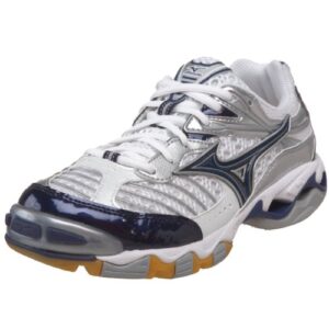 mizuno women's wave lightning 6 volleyball shoe, white/navy