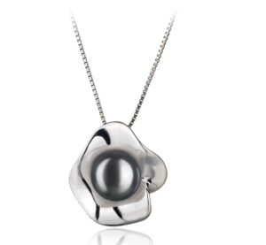 rocio black 9-10mm aa quality freshwater 925 sterling silver cultured pearl pendant for women