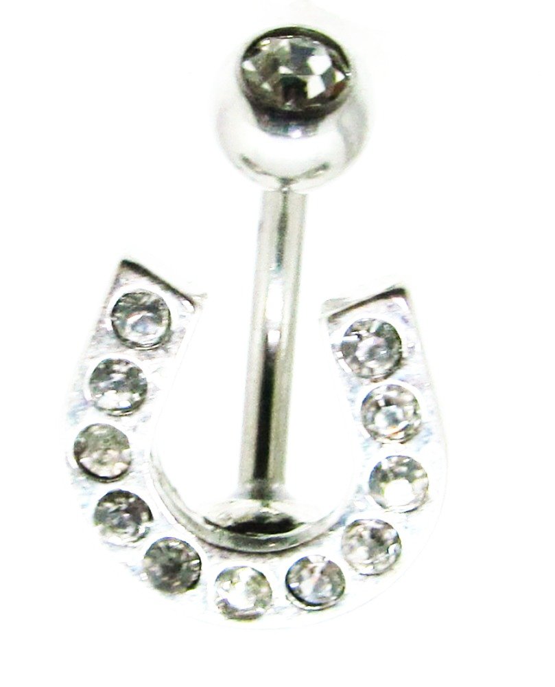 Belly Button Ring Navel Horse Shoe Body Jewelry Dangle 14 Gauge horseshoe CH150