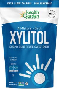 health garden birch xylitol sweetener - pure birch xylitol - non gmo, kosher, ideal powdered sugar substitute - non-gmo sugar alternative - 1 lb