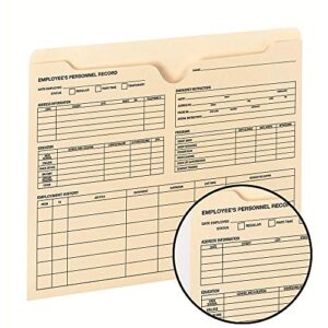 Smead Employee Record File Jacket, Reinforced Straight-Cut Tab, Flat-No Expansion, Letter Size, Manila, 20 per Pack (77100)