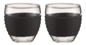 bodum pavina set of 2 glass mugs, 0.35l, 12oz, black