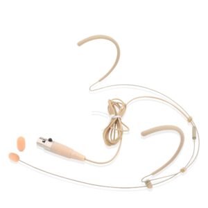 pyle-pro double over ear microphone headset - fessional hands free omnidirectional wired audio boom condenser microphone headset w/ 4 pin mini xlr, 1.2m cable, and windscreen - pyle pmhms20 (beige)