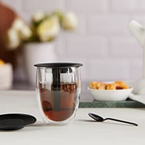 Bodum 12-Ounce Tea for One, Double Wall Glass with Strainer, Black