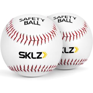 sklz soft cushioned safety baseballs, 2 pack, white pearl