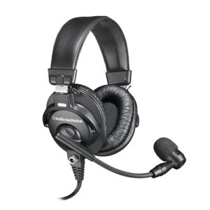 audio-technica bphs1 broadcast stereo headset with dynamic cardioid boom mic black, adjustable