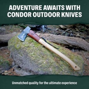 Condor Tool & Knife Hudson Bay Camp Knife | 1075 High Carbon Steel Fixed Blade Camping Knife | Hand Crafted Welted Leather Sheath | Full Tang Knife | Bushcraft Knife with 8.4in Blade | 5mm Thick |20.5oz