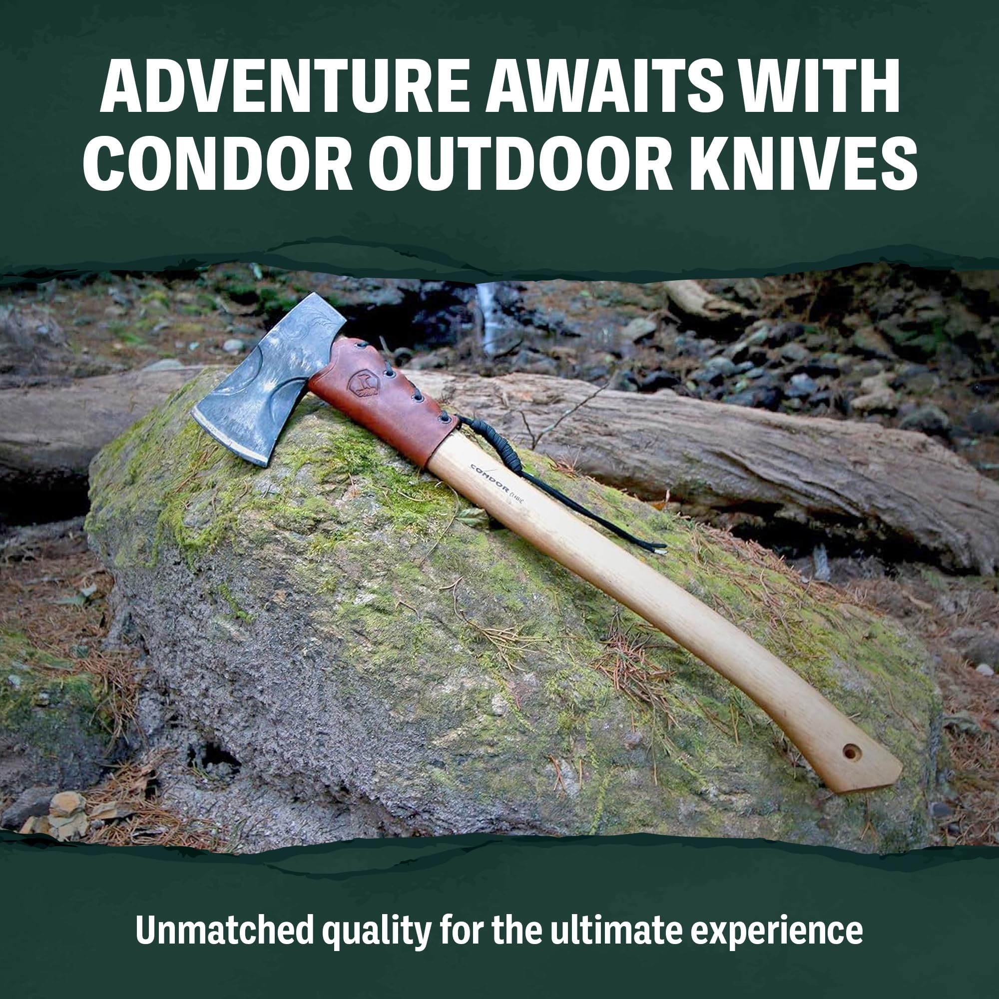 Condor Tool & Knife Hudson Bay Camp Knife | 1075 High Carbon Steel Fixed Blade Camping Knife | Hand Crafted Welted Leather Sheath | Full Tang Knife | Bushcraft Knife with 8.4in Blade | 5mm Thick |20.5oz