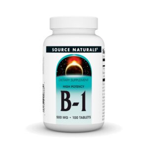 source naturals vitamin b-1 thiamin 500mg high potency, 100% pure - 100 tablets