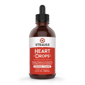 strauss naturals heartdrops, herbal heart supplements with european mistletoe and extracts of aged garlic, 3.4 fl oz bottle, original flavor; vegan, non-gmo, naturally sourced ingredients