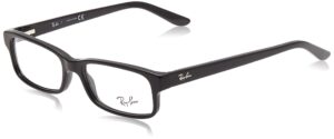 ray-ban rx5187 rectangular prescription eyeglass frames, black/demo lens, 52 mm