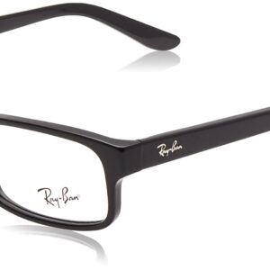 Ray-Ban RX5187 Rectangular Prescription Eyeglass Frames, Black/Demo Lens, 52 mm