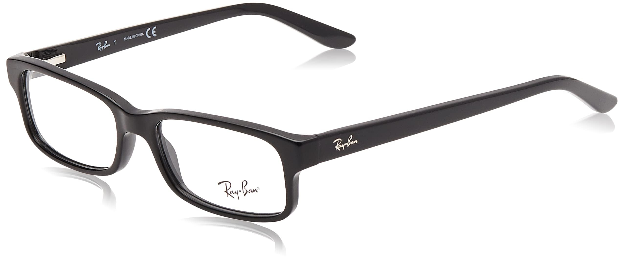 Ray-Ban RX5187 Rectangular Prescription Eyeglass Frames, Black/Demo Lens, 52 mm