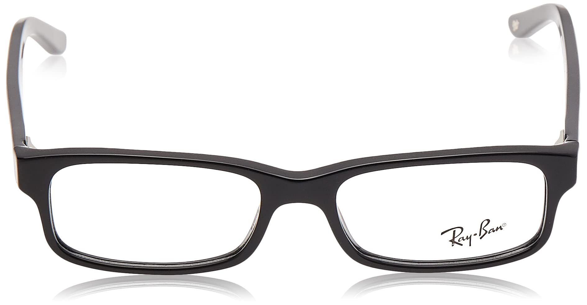 Ray-Ban RX5187 Rectangular Prescription Eyeglass Frames, Black/Demo Lens, 52 mm