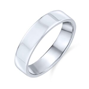 bling jewelry sterling silver flat wedding band ring unisex 4mm (size 10)