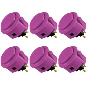 sanwa 6 pcs obsf-30 original push button 30mm - for arcade jamma video game & arcade joystick games console (purple) s@nwa