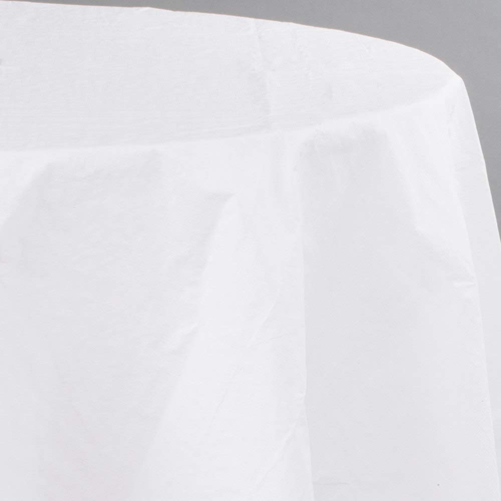 White Tissue/Poly 82" Octy/Round Paper Tablecover