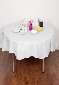 white tissue/poly 82" octy/round paper tablecover