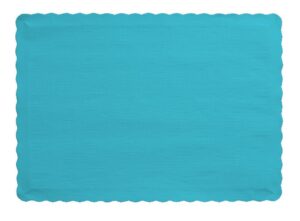 creative converting touch of color paper placemats, 9.45 x 13.25 inches, bermuda blue