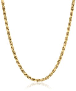 amazon essentials yellow gold plated sterling silver diamond cut rope chain necklace, 18" (previously amazon collection)