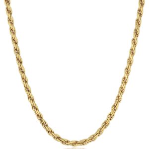 Amazon Essentials Yellow Gold Plated Sterling Silver Diamond Cut Rope Chain Necklace, 18" (previously Amazon Collection)