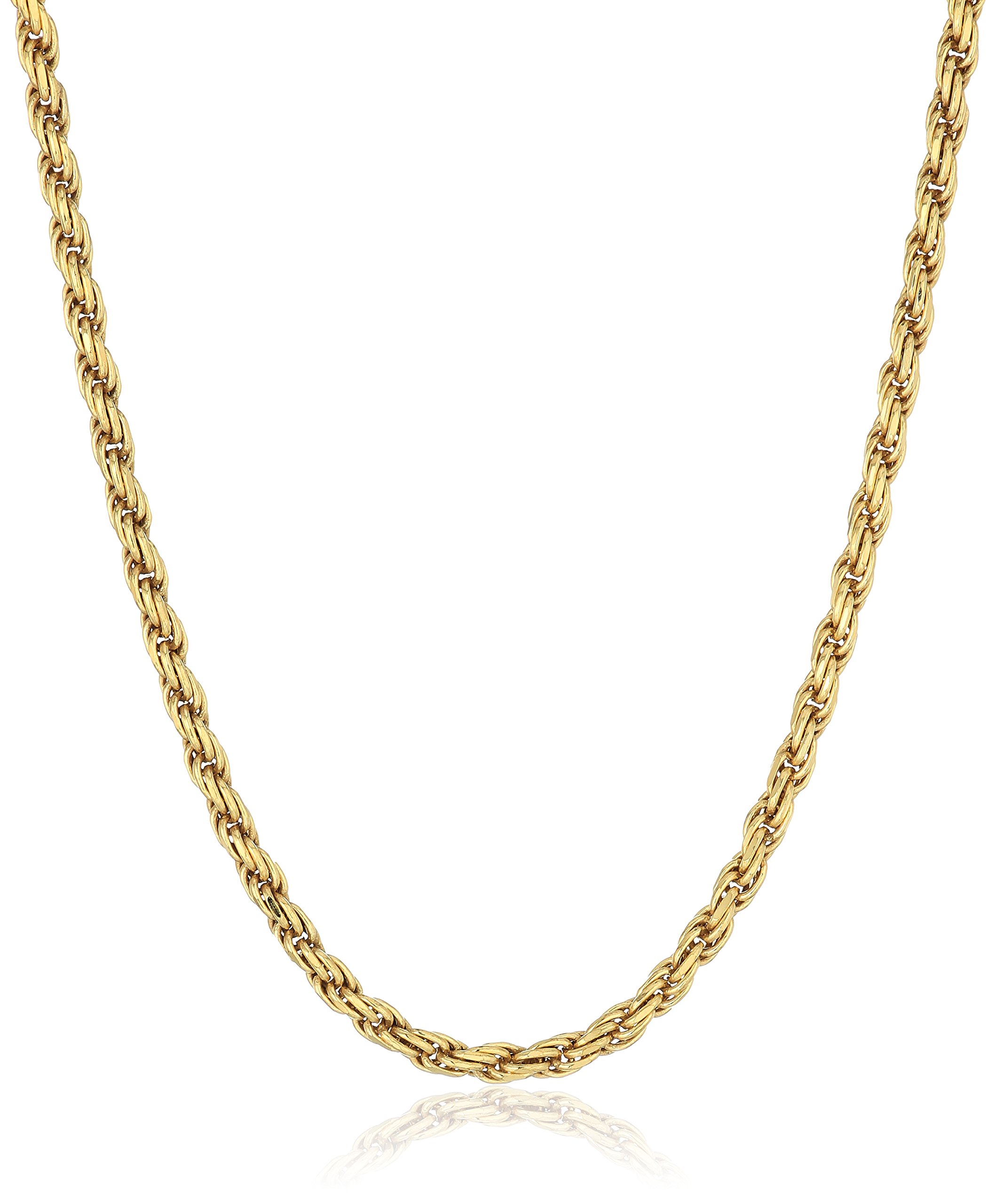 Amazon Essentials Yellow Gold Plated Sterling Silver Diamond Cut Rope Chain Necklace, 18" (previously Amazon Collection)