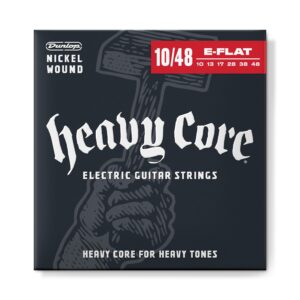 dunlop dhcn1048 heavy core guitar strings, heavy, .010–.048, 6 strings/set