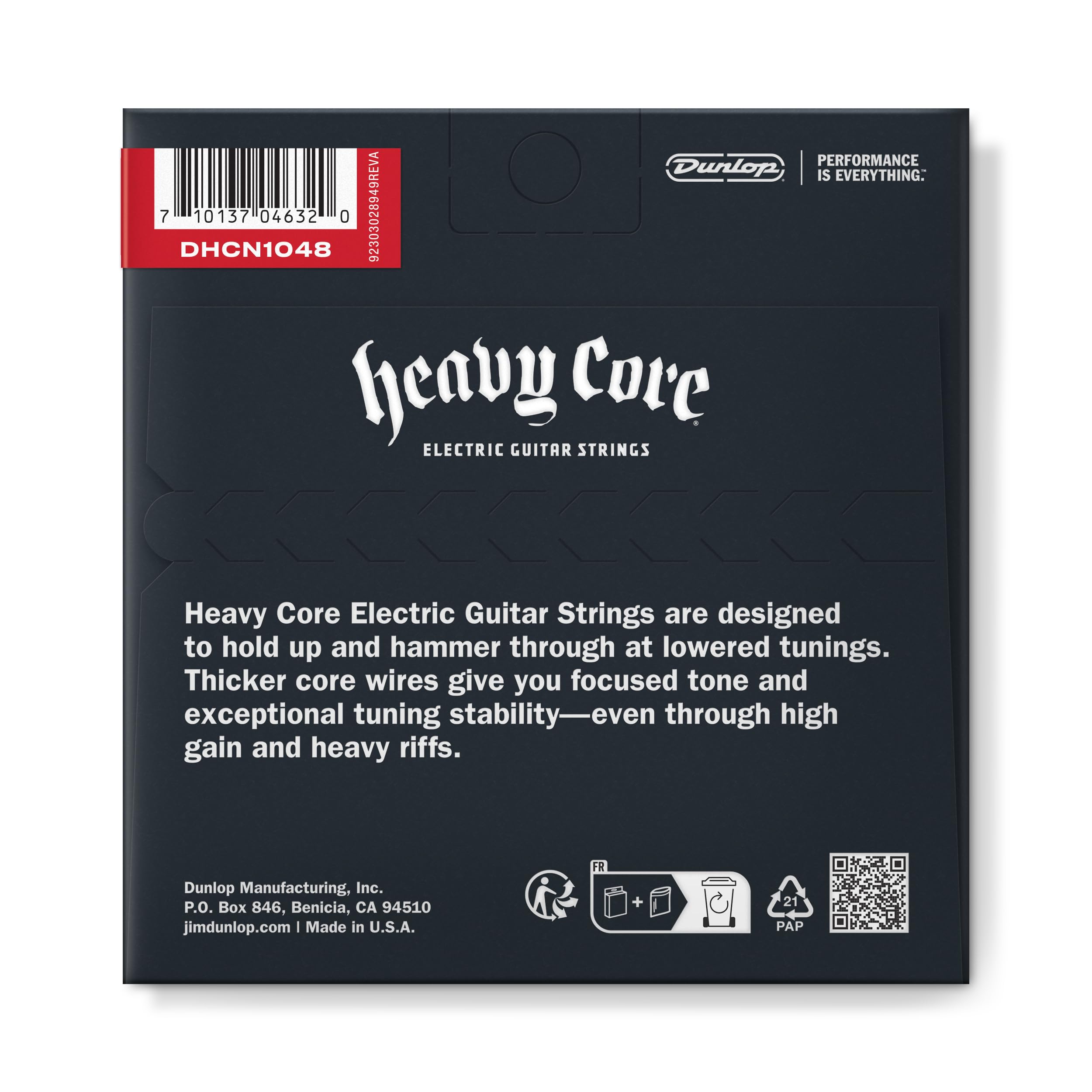 Dunlop DHCN1048 Heavy Core Guitar Strings, Heavy, .010–.048, 6 Strings/Set