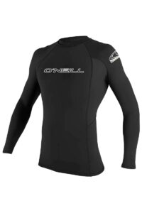 o'neill wetsuits men's basic skins upf 50+ long sleeve rash guard, black, large