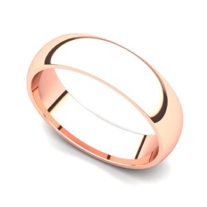 juno jewelry 14k rose gold 5mm classic plain comfort fit wedding band ring, 7