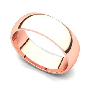 juno jewelry 18k rose gold 6mm classic plain comfort fit wedding band ring, 7.5