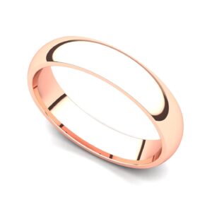 juno jewelry 14k rose gold 4mm classic plain comfort fit wedding band ring, 6.5