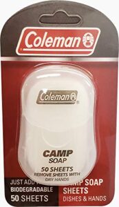 coleman camp soap sheets, travel soap sheets - 50 count