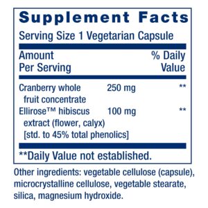 Life Extension Optimized Cran-Max®, cranberry whole fruit concentrate with hibiscus extract, best in class support for female urinary tract health, gluten-free, vegetarian, non-GMO, 60 capsules