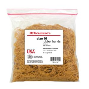 office depot® brand rubber bands, 16, 2 1/2" x 1/16", crepe, 1-lb bag