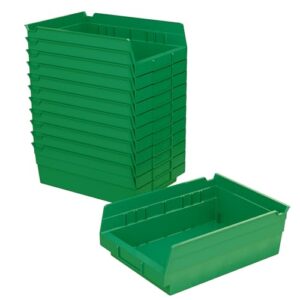 akro-mils 30150 plastic organizer and storage bins for refrigerator, kitchen, cabinet, or pantry organization, 12-inch x 8-inch x 4-inch, green, 12-pack