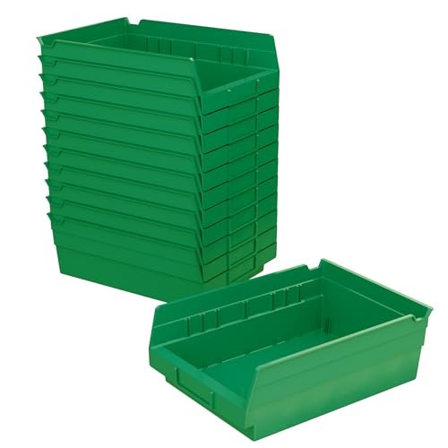 Akro-Mils 30150 Plastic Organizer and Storage Bins for Refrigerator, Kitchen, Cabinet, or Pantry Organization, 12-Inch x 8-Inch x 4-Inch, Green, 12-Pack