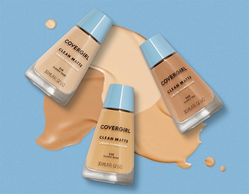 COVERGIRL, Clean Matte Liquid Foundation, Ivory 505, 1 oz, 1 Count (packaging may vary)