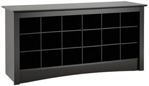 prepac shoe storage cubbie bench, 16"d x 48"w x 24"h, black