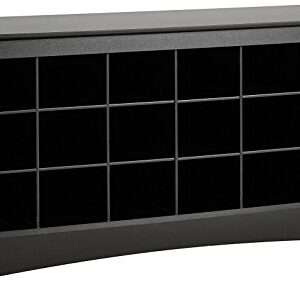 Prepac Shoe Storage Cubbie Bench, 16"D x 48"W x 24"H, Black