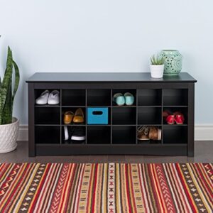 Prepac Shoe Storage Cubbie Bench, 16"D x 48"W x 24"H, Black