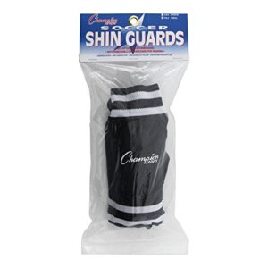 Champion Sports SL4B Youth Sock Style Soccer Shin Guards - Ages 4-6, Black, Small